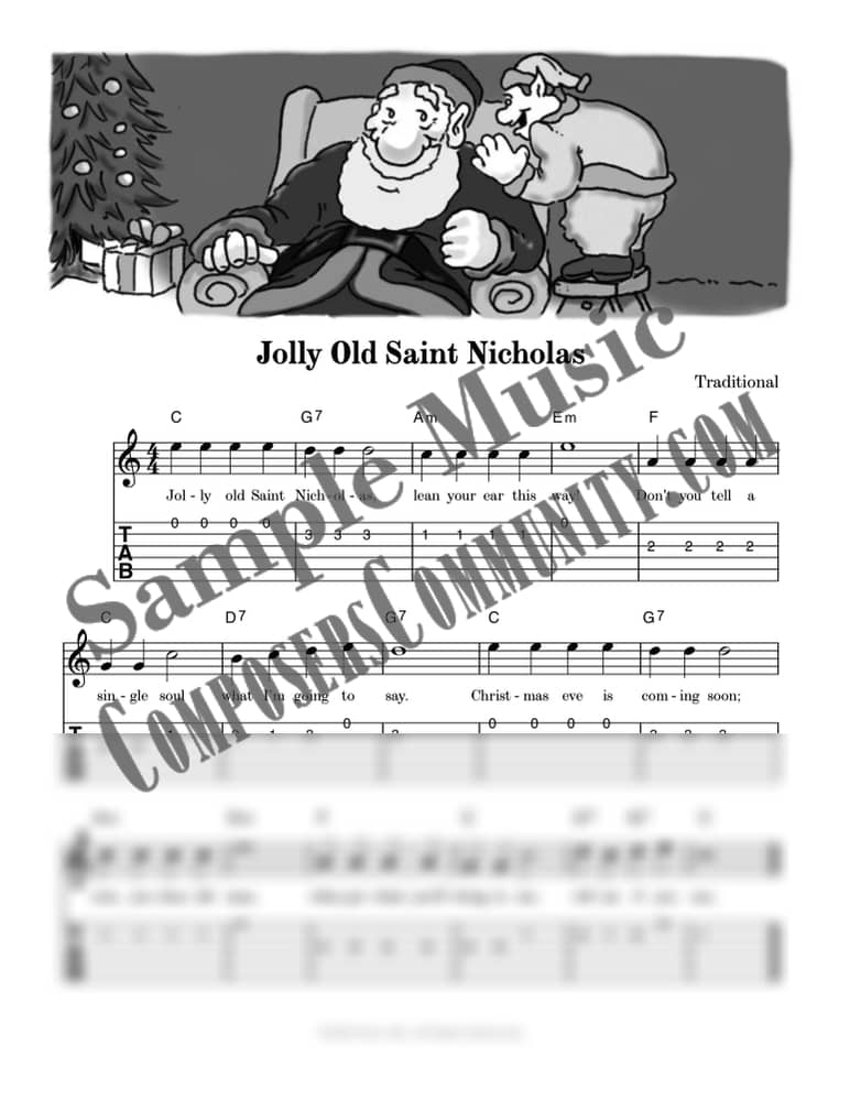 Look Inside | Jolly Old Saint Nicholas (Standard Notation & Tablature ...
