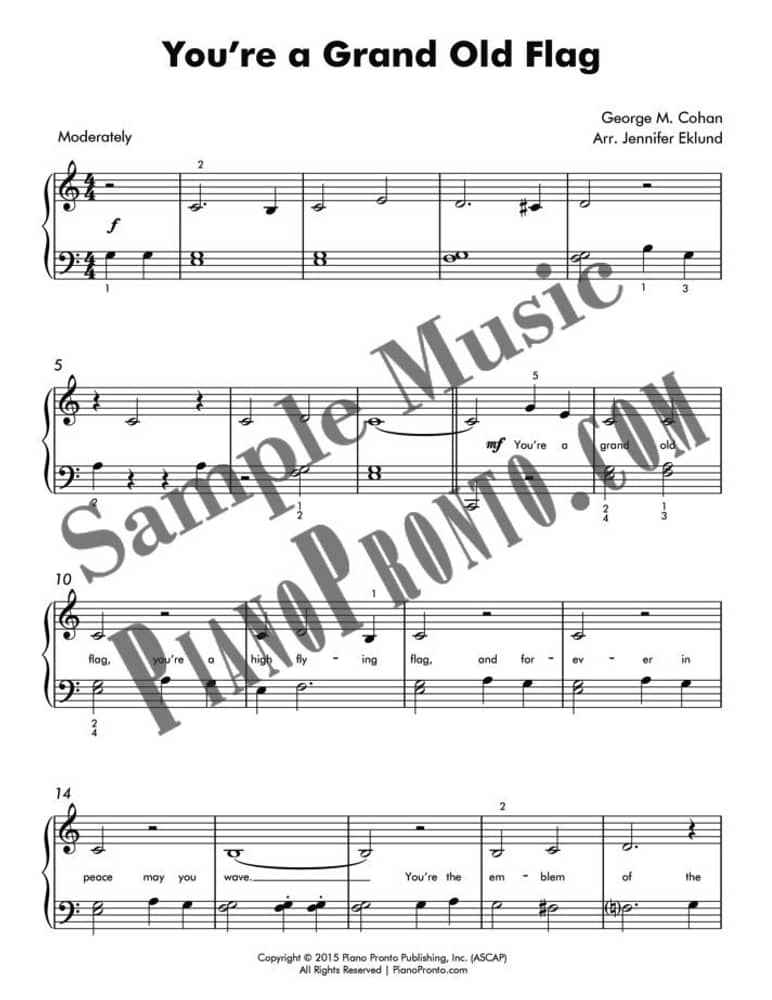 Look Inside | You’re a Grand Old Flag | Piano Pronto Publishing